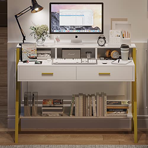 Tiptiper Modern Computer Desk with Drawers, Home Office Desk with ...