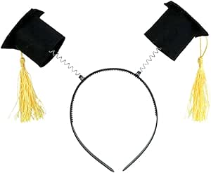 Amazon.com: Black Graduation Cap with Gold Tassels Party Headband ...