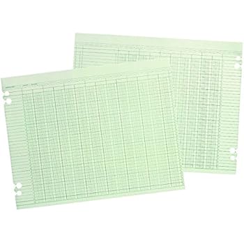 Wilson Jones Green Columnar Ruled Ledger Paper, 10 Columns and 30 Lines ...