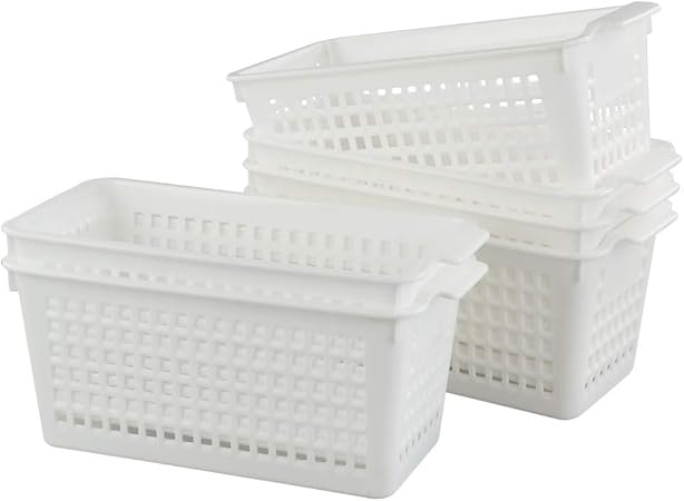 Fosly Slim Storage Plastic Kitchen Cupboard Baskets, White Baskets Set ...
