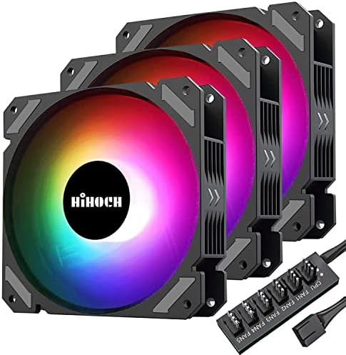 HiHOCH ARGB Case Fans with PWM Hub, 120mm PC Fans 5V ARGB Motherboard ...