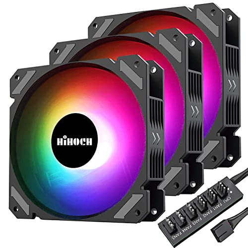 HiHOCH ARGB Case Fans with PWM Hub, 120mm PC Fans 5V ARGB Motherboard ...