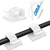 60 PCS XHF 5/8” Adhesive Cable Wire Clips Clear, Cable Staples Outdoor Cable Management Wire ...