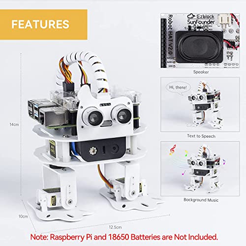 SunFounder PiSloth AI Programmable Robot Kit for Raspberry Pi, Dancing, Obstacle Avoidance ...