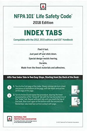 NFPA 101 2018 Index Tabs : Index Tabs for 101 Life Safety Code 2018 ...