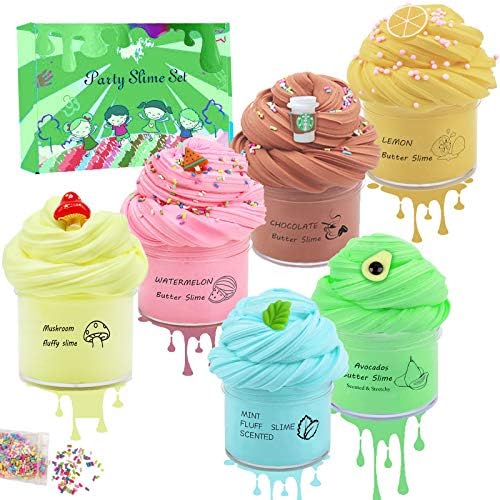 EASYCITY 6Pack Butter Slime with Watermelon Slime, Mint Slime, Latte ...