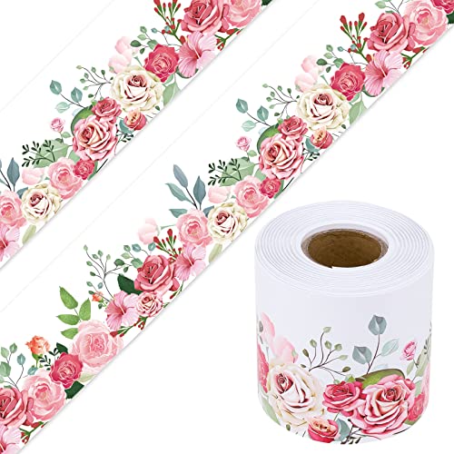 Whaline 65.6Ft Floral Bulletin Board Border Camellia Themed Classroom ...