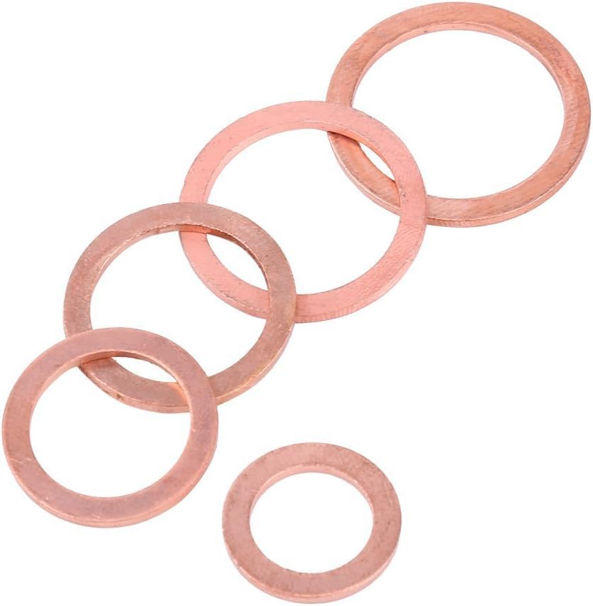 120Pcs Solid Copper Crush Washers Seal Assortment with 8 Sizes – BigaMart