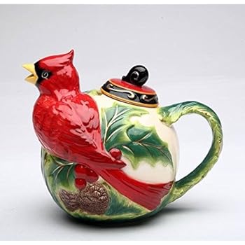 Amazon.com | Cosmos Gifts Holiday/Seasonal Ceramic Cardinal Teapot, 5-1 ...