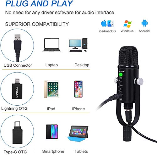 PROAR USB Microphone Condenser Computer PC Gaming Mic Podcast ...