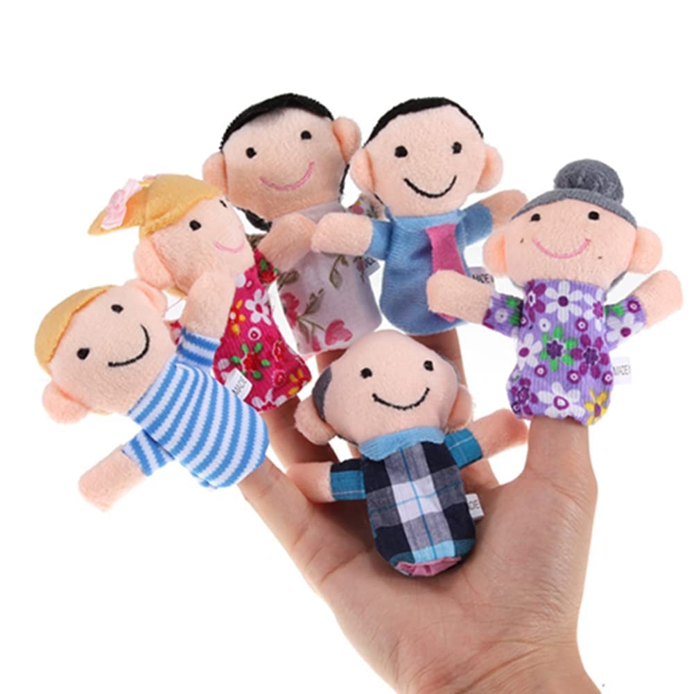 6 Piece Mini Grandparents, Finger Puppet Set, Cloth Velvet Puppets, 6 ...