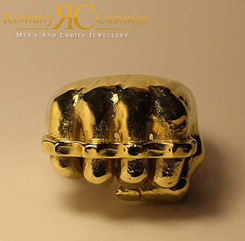 Men's Polished Fist Ring & Knuckle Duster 9ct Solid Gold Fully ...