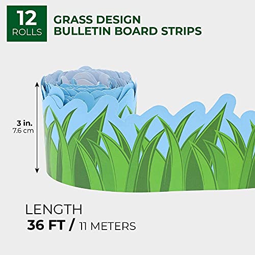 Juvale Scalloped Grass Bulletin Board Border Strips for Classroom (36 ...