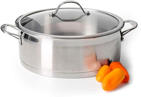 ProCook Professional Stainless Steel Shallow Casserole Pan with Lid ...