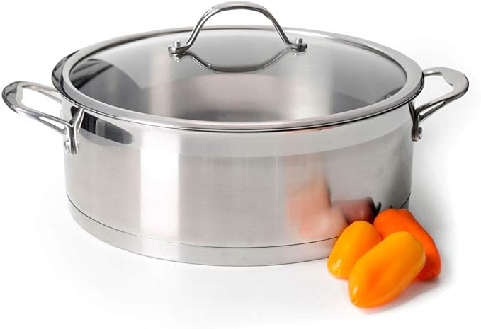 ProCook Professional Stainless Steel Shallow Casserole Pan with Lid ...