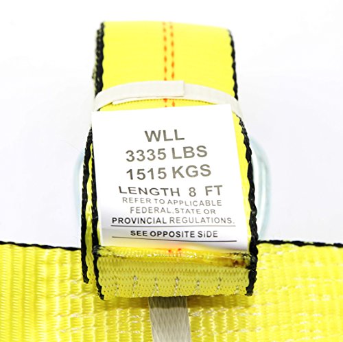 GRIPON (Pack of 4) 2" X 8 Ft Lasso Tow Strap with D Ring Auto - Want It All