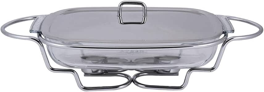 Chefy Pyrex 3 Liter Glass Food Warmer With Stainless Steel Lid, Clear ...