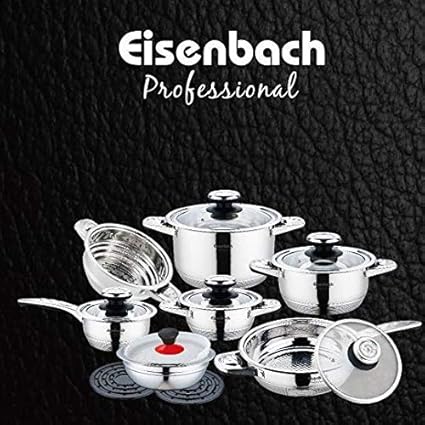 Eisenbach 16 TLG. Stainless steel cooking pot set pan set pots pans ...