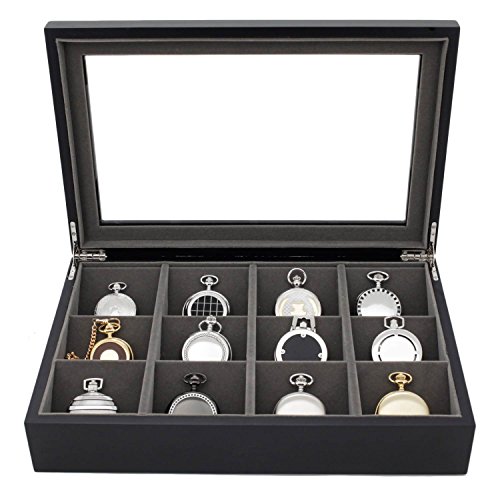 Купить Pocket Watch Box Display Case Wood Large Compartments Glass ...