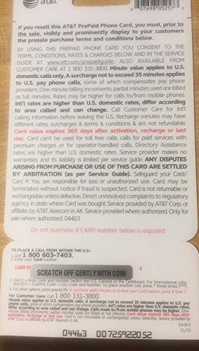 AT&T 900 Minute Prepaid Phone Card (Calling Card) Electronics ...