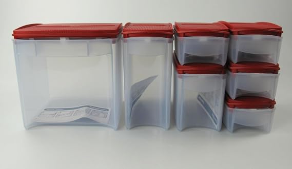 TUPPERWARE Eidgenossen Plus 3,4 L + 1,6L + 1,0 L + 350 ml (4) rot ...