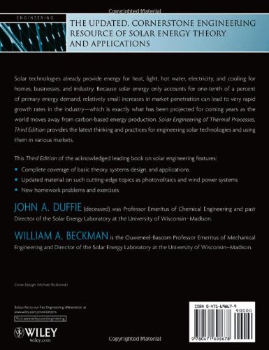 Solar Engineering of Thermal Processes, Photovoltaics and Wind