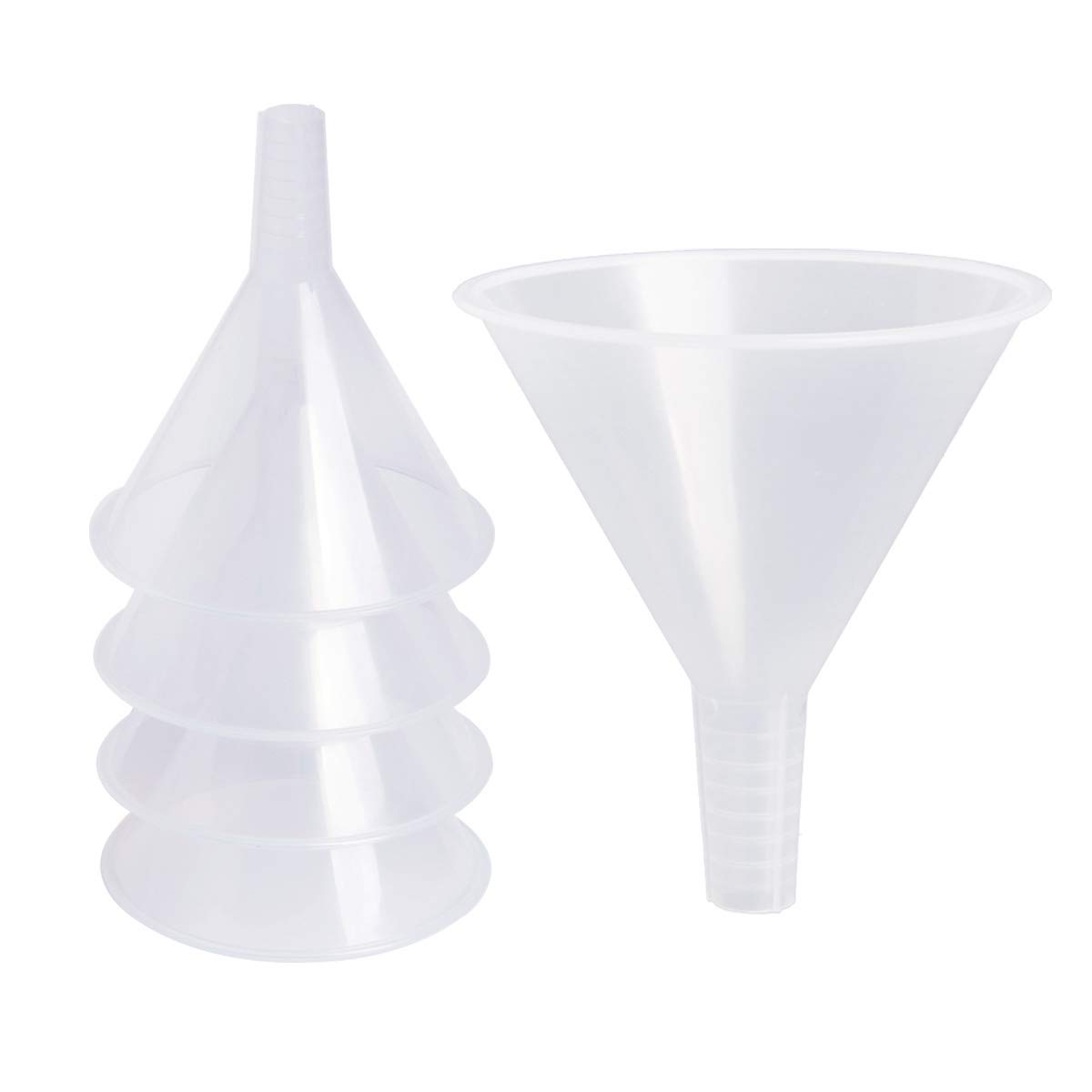 Mua 6 Pack Plastic Funnels, 4.6 Inch Multi-Purpose Clear Plastic Funnels with Long Reaching ...