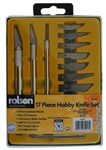 Rolson 62917 Hobby Knife Tools Set in Plastic Case - 17 Pieces: Amazon ...