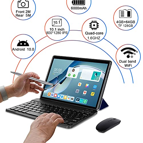 Android 11 Tablet, 2 in 1 Tablet 10.1 inch,5G Dual WiFi Tablet, 4GB RAM ...