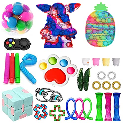 Fidget Toy Pack, Pop Bubble Cheap Sensory Fidget Pack Stress Relief Toys with Marble Mesh Pop ...