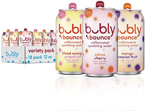 bubly bounce caffeinated Sparkling Water, zero calories, zero sugar, 35mg caffeine per can, 3 ...