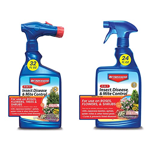 BioAdvanced 708287 3-in-1 Insect Disease & Mite Control Spray, 32-Ounce ...