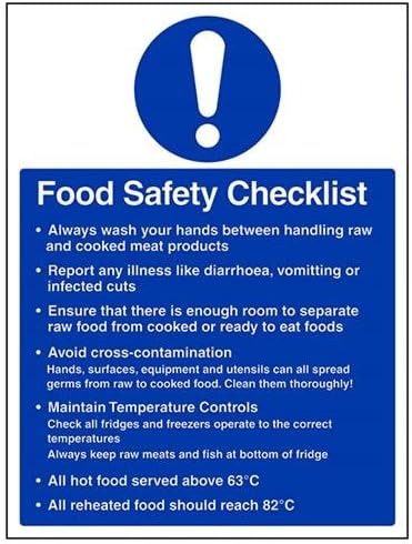 VSafety Food Safety Check List Sign – Portrait – 300mm x 400mm – Self ...