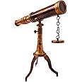 Amazon.com: Table Decorative Brass telescope 9" Spyglass with Stand Brass Wood Stand Vintage ...