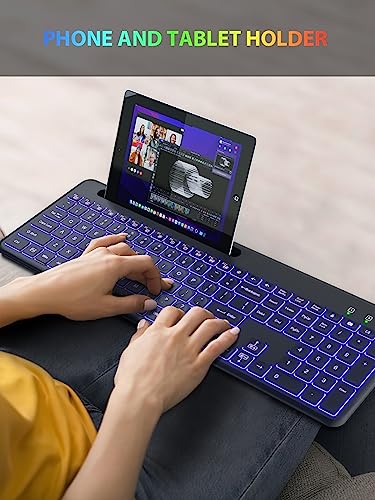 Wireless Keyboard And Mouse 7 Backlit Effects Quiet Light Up Keys Sleep Mode Phone Holder