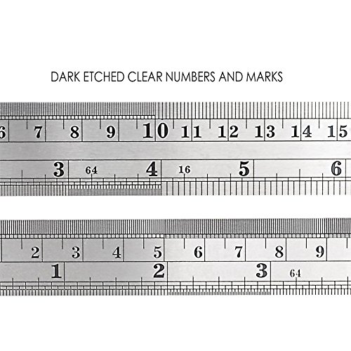 ZZTX Heavy Duty 100% Stainless Steel Ruler Set 12 Inch (30 cm) + 6 Inch ...