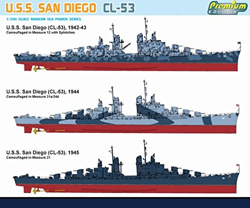Buy Dragon Models 1/700 U.S.S. San Diego (CL-53), Atlanta Class Cruiser ...