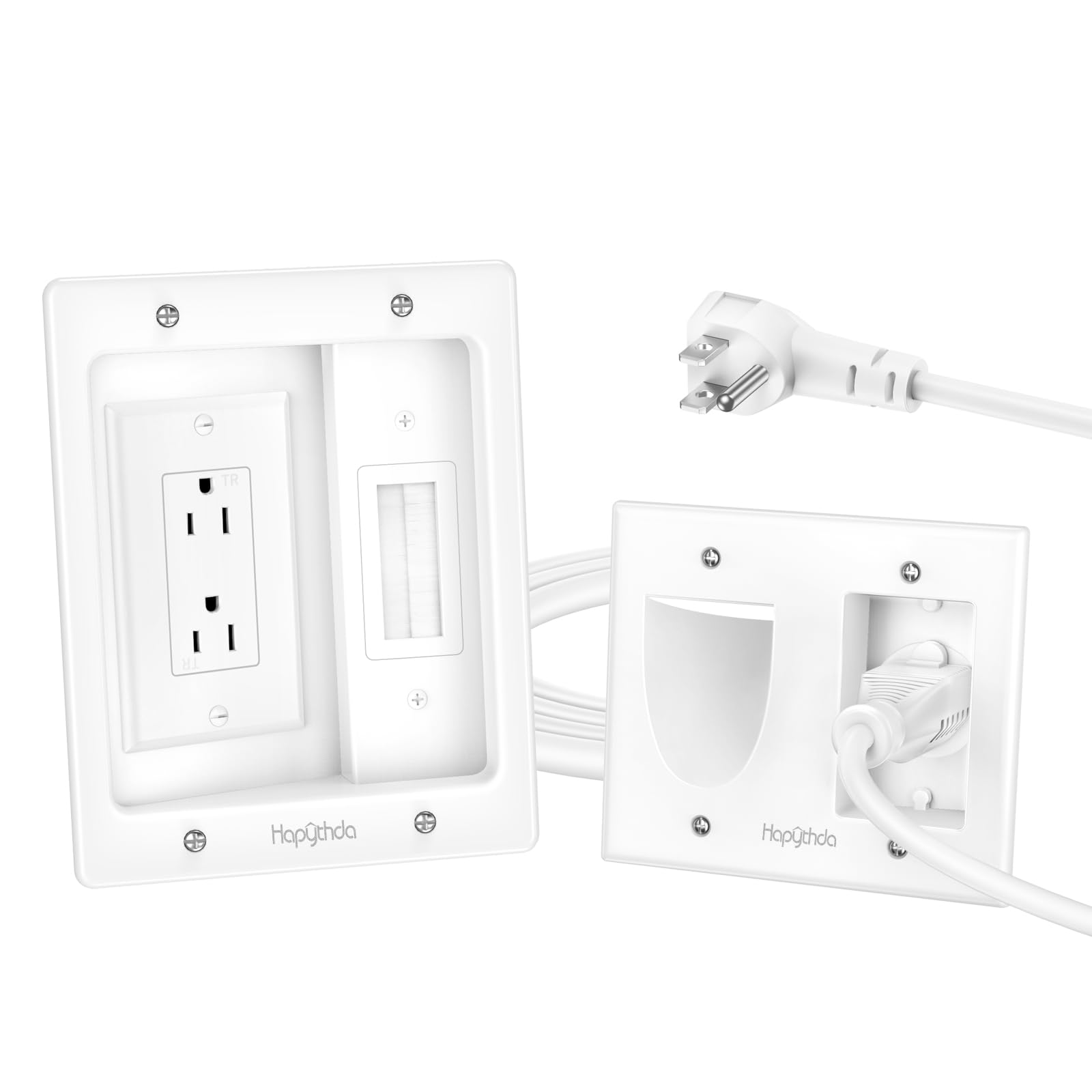 HAPYTHDA Wall Cable Management Kit, Recessed Outlet for Mounted TV ...