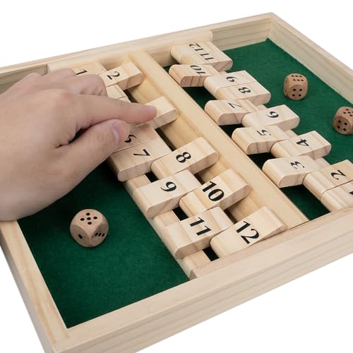 GOTHINK Wooden Shut The Box Game - Dice Game for 2 Player, Board Game ...