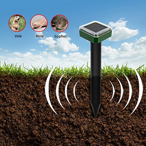 Mole Repellent Solar Powered – Solar Animal Repeller Stakes for Gopher ...