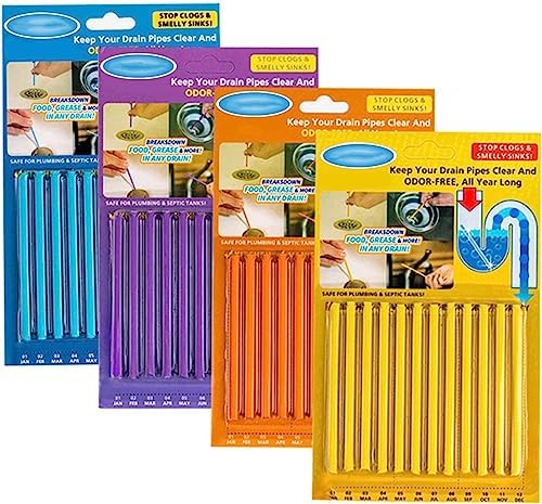 ECVV Drain Cleaner Sticks, Sink Deodorizer, 48pcs Drain Cleaner ...