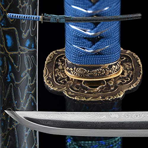 entez Handmade Katana,Damascus Katana,Samurai Sword Katana,Full Tang ...