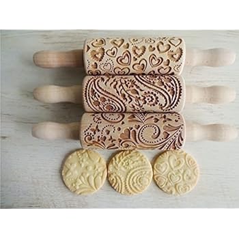 Amazon.com: 8 Piece Set of Embossed Rolling Pins by Kurtzy - Textured ...