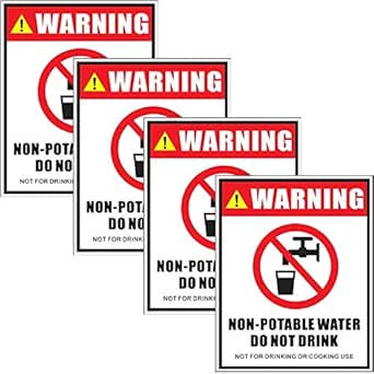 Outdoor/Indoor (4 Pack) 5" X 4" - Non-Potable Water Do Not Drink, Not ...