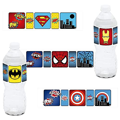 Phoenix Party 15 Superhero Water Bottle Labels Stickers Bottle Label ...