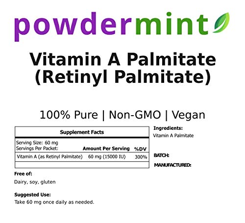 Vitamin A Palmitate Powder (Retinyl Palmitate) 15000 IU by powdermint ...