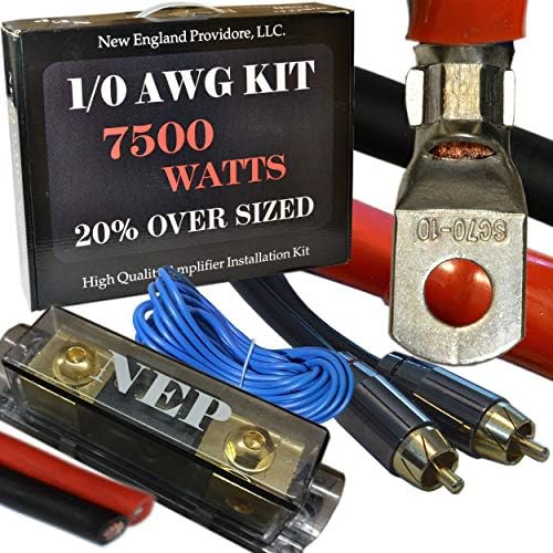 20 Foot 1/0 Gauge Amp Kit Featuring 20% Oversized Cables - Complete 12V ...