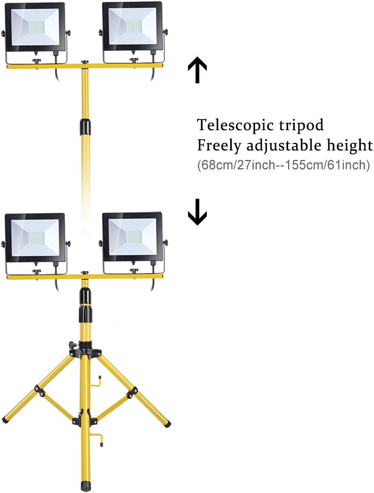 100W LED Tripod Work Light, Site Light with 1.5m Telescopic Tripod ...