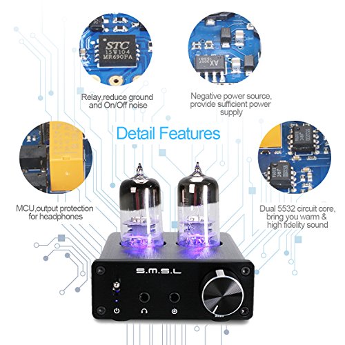 SMSL T2 Vacuum Tube Headphone Amplifier, Mini Audio HiFi Stereo ...
