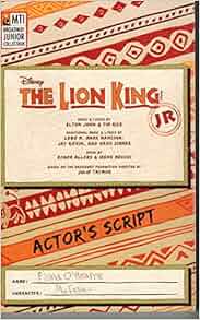 MTI The Lion King Jr. Actor's Script Broadway Junior Collections ...